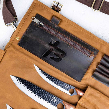 Heavy Duty Waxed Canvas and Leather Knife Bag – Forged Blade